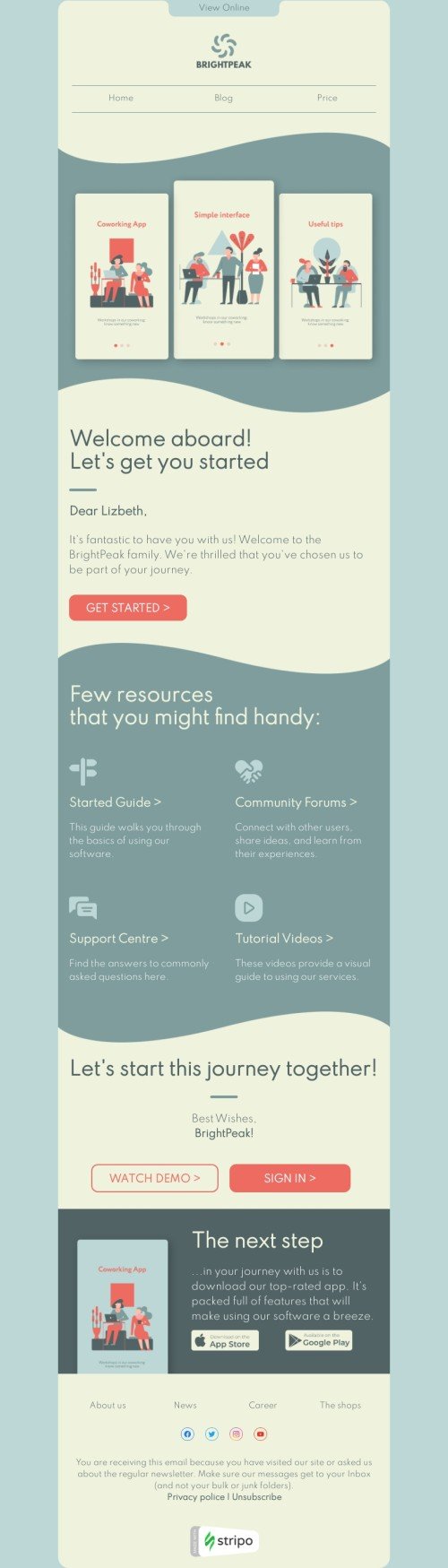 Let's get you started Email Template by :full_name — Stripo.email